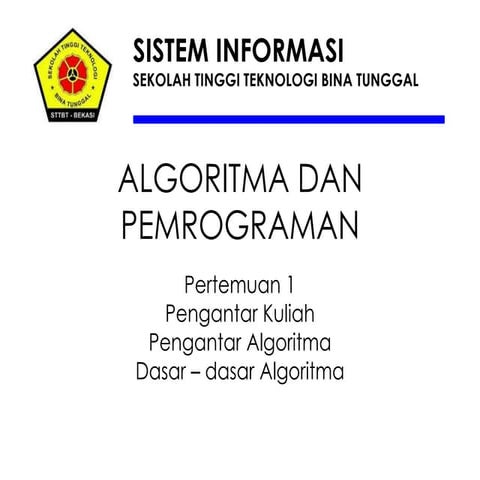 algoritma dan pemrograman part 1 | PPTX