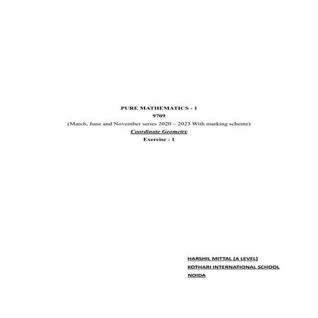 P1 Coordinate Geometry Exercise 1 With Ms Pdf