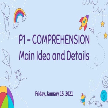 Reading Comprehension Primary 1 Main Idea | PPT | Cycling | Sports
