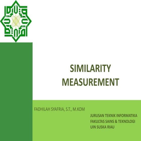 Similarity Measurement matakuliah pengenalan pola | PPTX