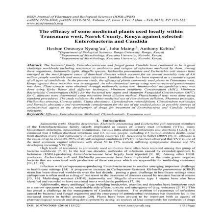 The efficacy of some medicinal plants used locally within Transmara ...