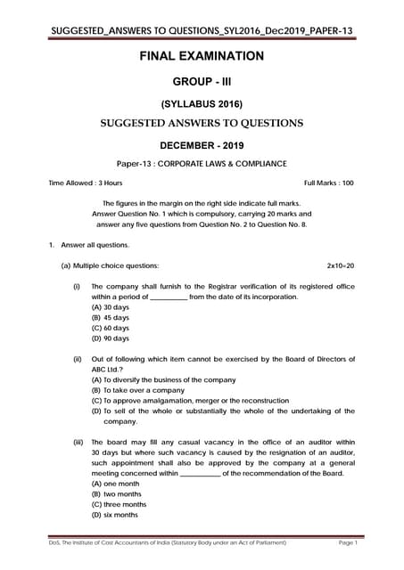 Secretarial practice MCQs | PDF | Business Accounting & Finance | Business