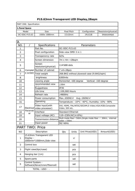 Technical specifications of p4 indoor led screen | PPT