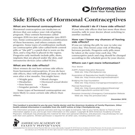 Side effects of Emergency Contraceptive Pills | PDF