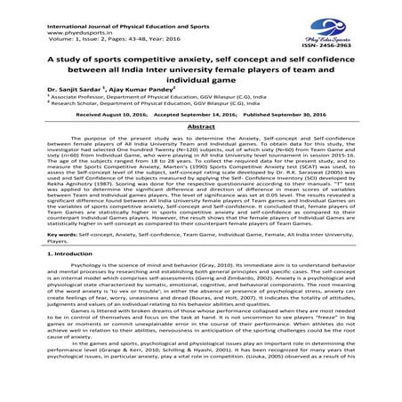 A study of sports competitive anxiety, self concept and self confidence ...