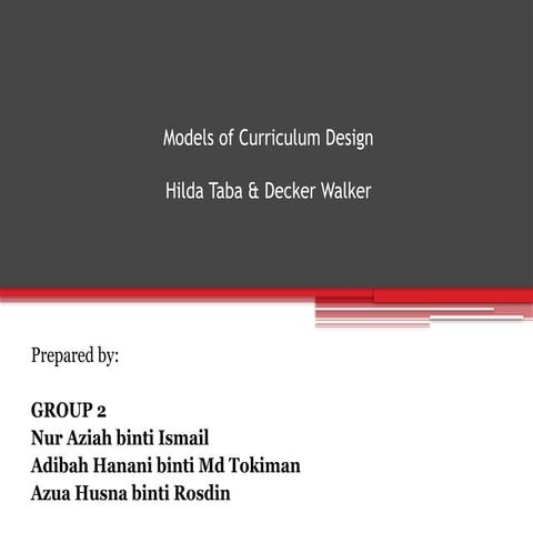 Decker Walker's curriculum model (1971) | PPTX