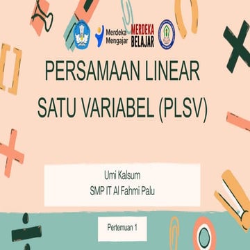 P 1 PLSV(Persamaan linear satu variabel) dan PtLSV (Pertidaksamaan ...