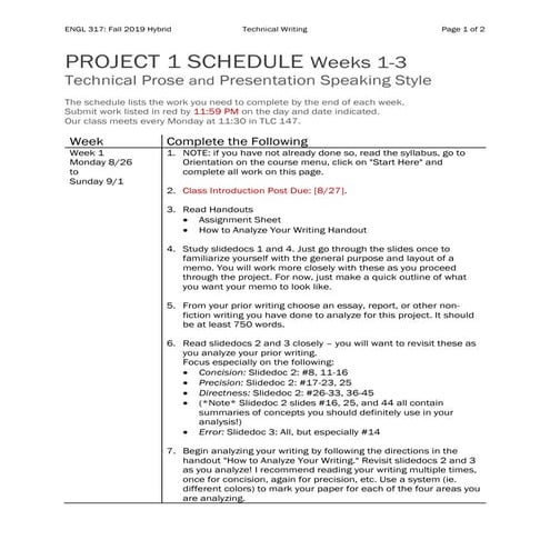 P1 schedule | PDF | Homework and Study | Education