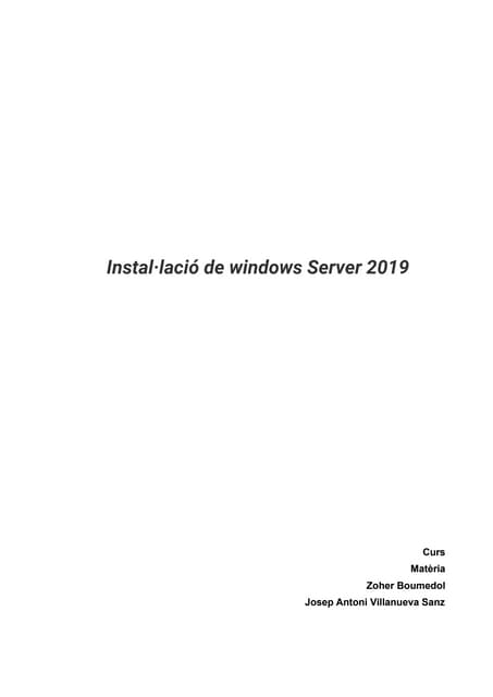 Instal·lació de Windows Server 2019 | PDF