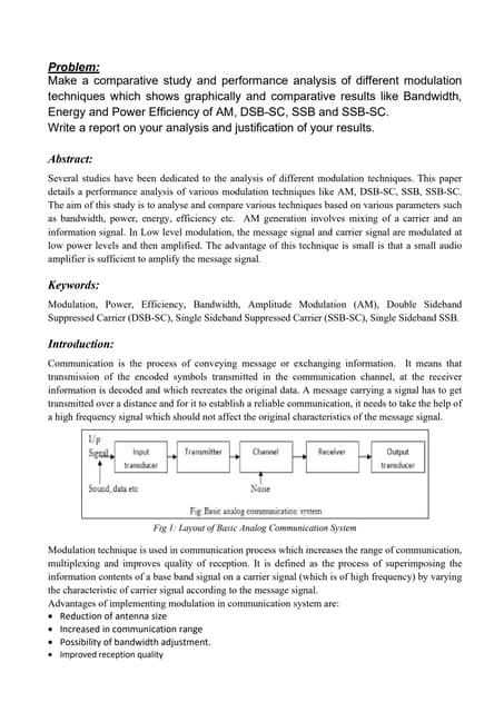 Comparison Of Amplitude Modulation Techniques Pptx