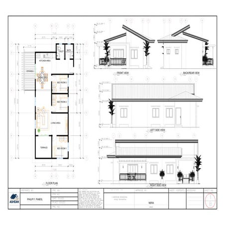 house plan and elevations, one story residential house plan | PPT