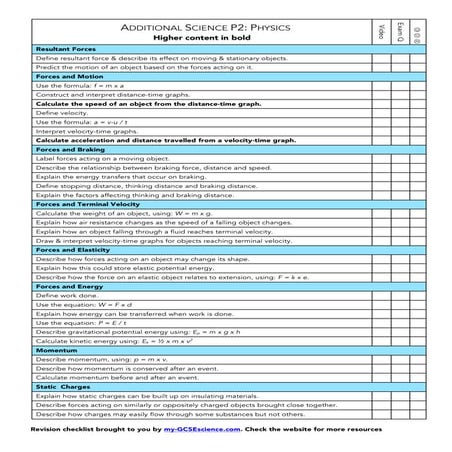 P2 checklist | PDF | Chemistry | Science
