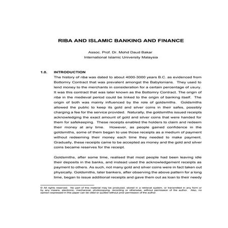 RIBA AND ISLAMIC BANKING AND FINANCE | PDF
