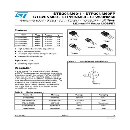 Original MOSFET P20NM60 20NM60 20N60C3 20N60 New | PDF