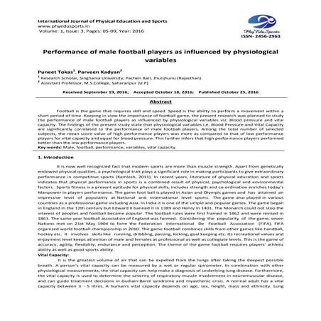 Performance of male football players as influenced by physiological ...