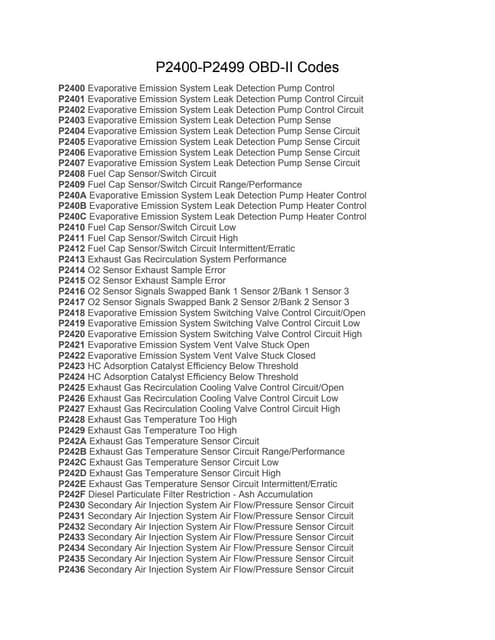 OBD2 Powertrain Code List (P2A00- P2FXX) | PDF