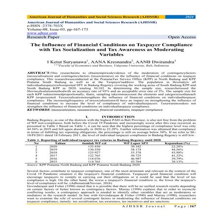 The Influence of Financial Conditions on Taxpayer Compliance with Tax Socialization and Tax ...