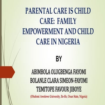 Parental Care is Child Care | PPTX