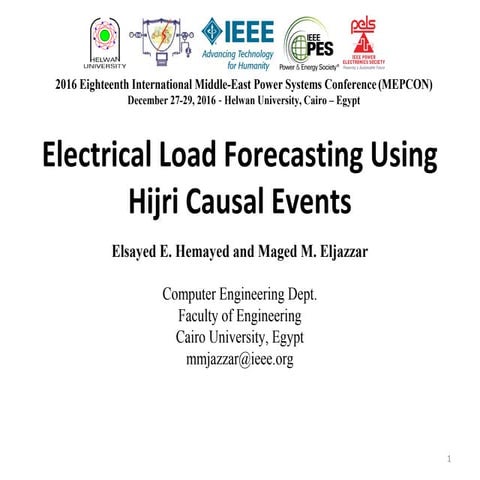 Electrical load forecasting using Hijri causal events | PPT