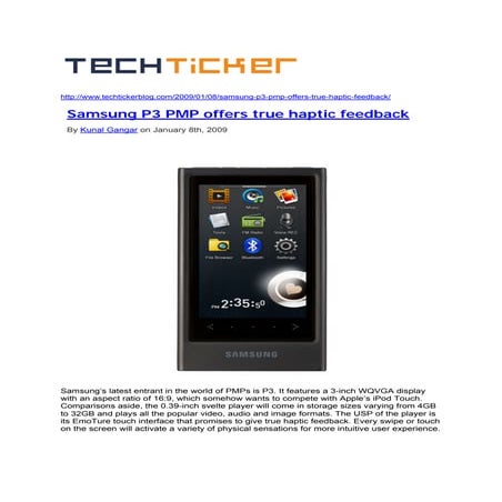 Samsung P3 PMP offers true haptic feedback | PDF