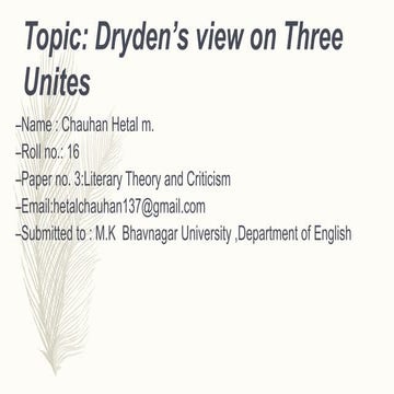 Three Unities in Drama | PPTX