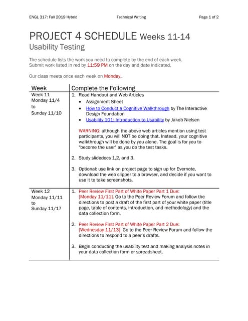 P1 schedule | PDF | Homework and Study | Education