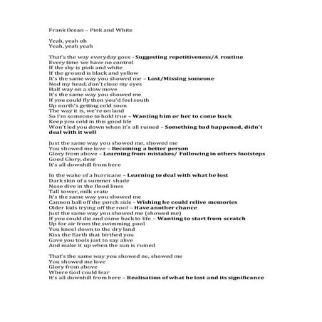P5: Analysis of Lyrics | DOCX | Music | Entertainment