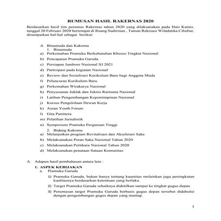 Rumusan hasil-rakernas-2020 | PDF