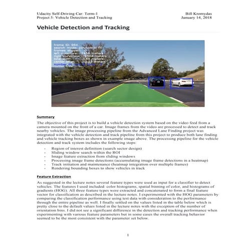 Udacity project: Vehicle detection and tracking | PDF