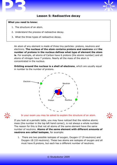 Radioactivity | PPT | Chemistry | Science