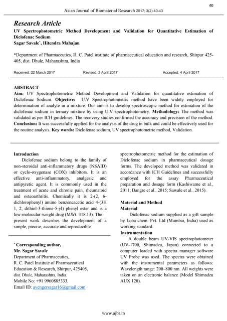 Uv Spectrophotometric Method Development And Validation For Quantitative Estimation Of