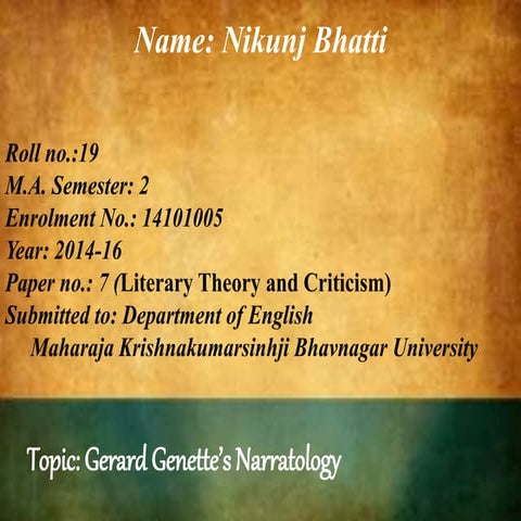 Gerard Genette’s Narratology | PPTX