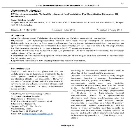 Uv Spectrophotometric Method Development And Validation For