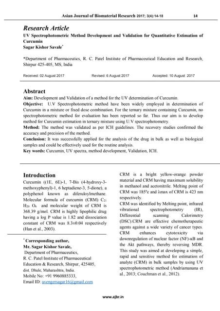 UV Spectrophotometric Method Development And Validation For Quantitative Estimation Of ...