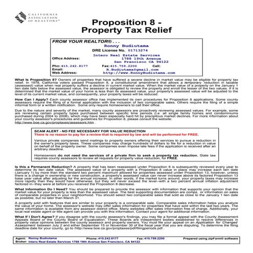Proposition 8 Property Tax Relief 5242010 | PDF