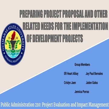 PA- 210-G5-Preparing of Project Proposal and other Related needs for ...