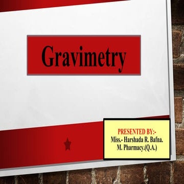 Gravimetric Analysis full notes B Pharm 1sem | PPTX