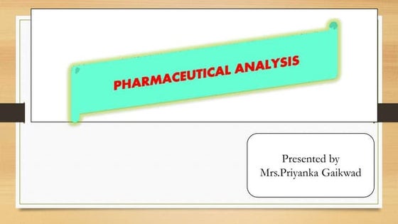 Introduction to Pharmaceutical analysis - I (HRB) | PDF