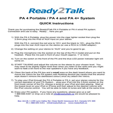 Pa 4 quick instructions | PDF