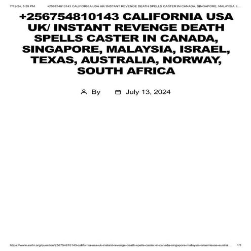 Most Effective Death Spells Caster IN USA,UK+256754810143 TRUSTED ...