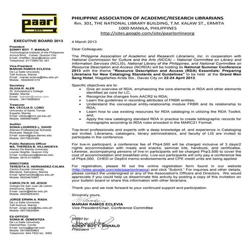 Paarl invitation to the national summer conference 2013 | PDF