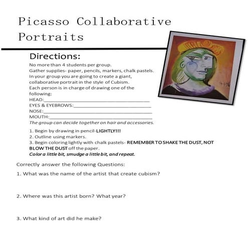 Pablo picasso group project | DOCX
