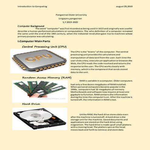 Computer hardware parts and their purpose | PDF