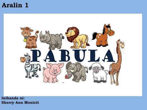 Pabula, Mga Elemento , History , Mga Halimbawa | PDF