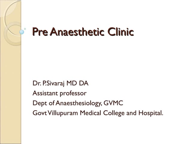PAC - Pre Anaesthetic Checkup | PDF