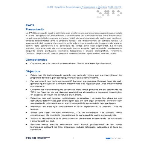 Competència comunicativa per a professionals de les TIC - Pac3 - Lidia Bria | PDF