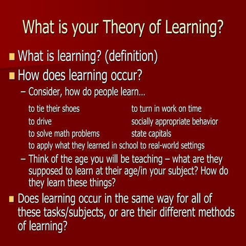 What is Your Learning Theory? | PPT
