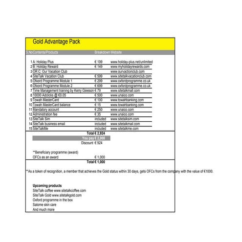 Package information | XLS