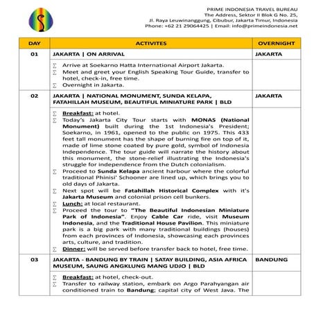 JAVA BALI 2019 | PACKAGE TOUR | PDF