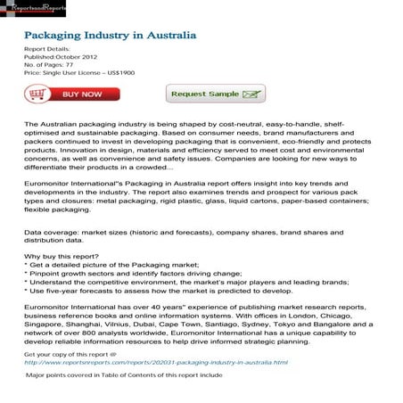 Packaging Industry in Australia | PDF